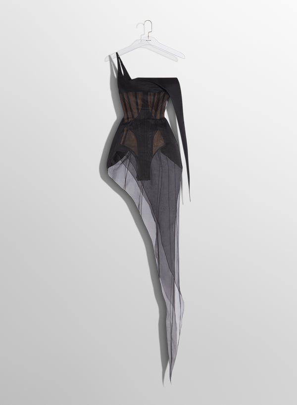black spiky sheer corset dress | MUGLER Official Website – Mugler