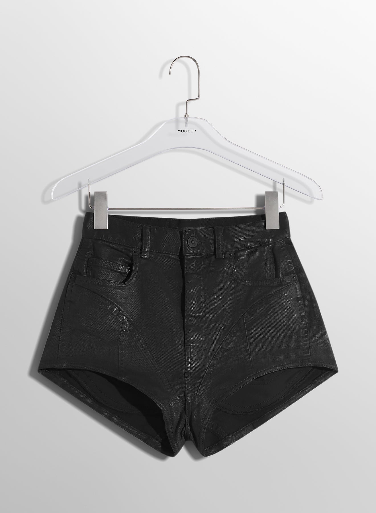 raw blue bi-material denim shorts | MUGLER Official Website – Mugler